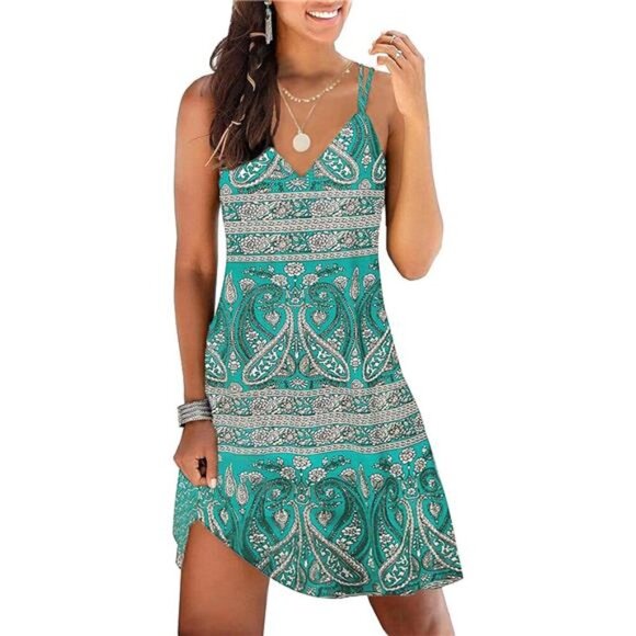 Other | Swing Bohemia Beach Dress Aline Sundress Spaghetti Strap ...